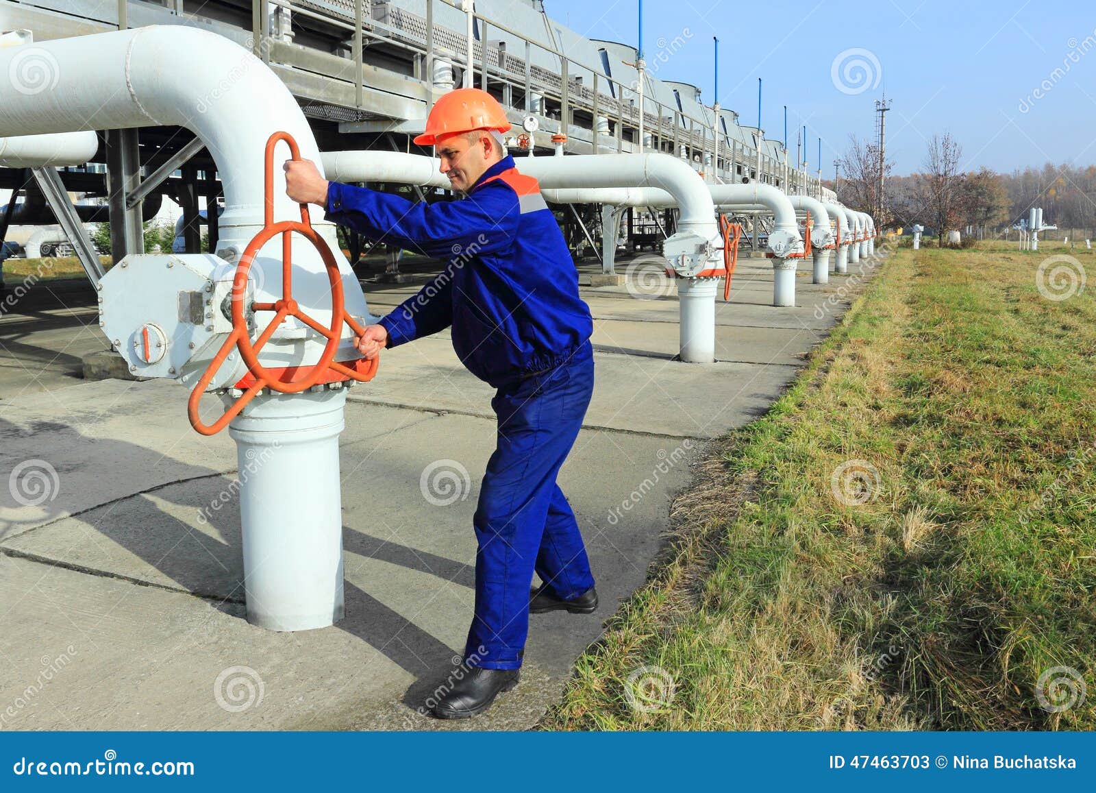 Worker Closing Valve Stock Photo | CartoonDealer.com #47463720