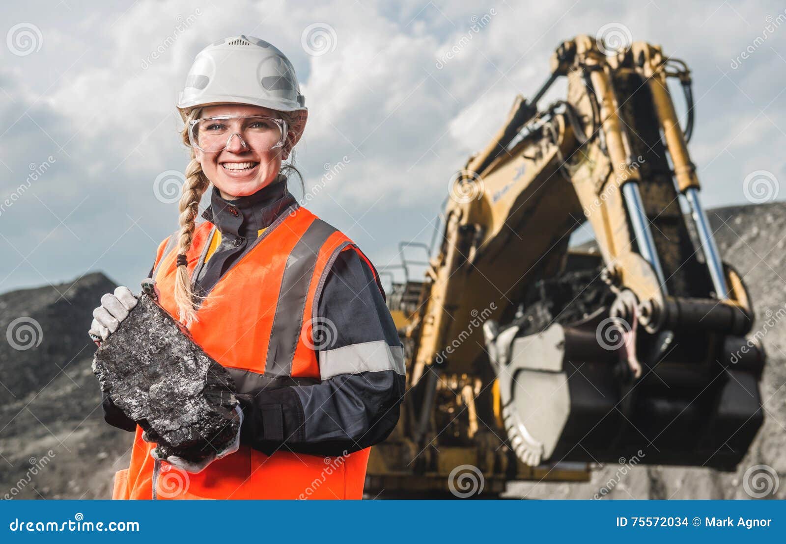 Worker with Coal in the Hands Stock Photo - Image of happy, factory ...
