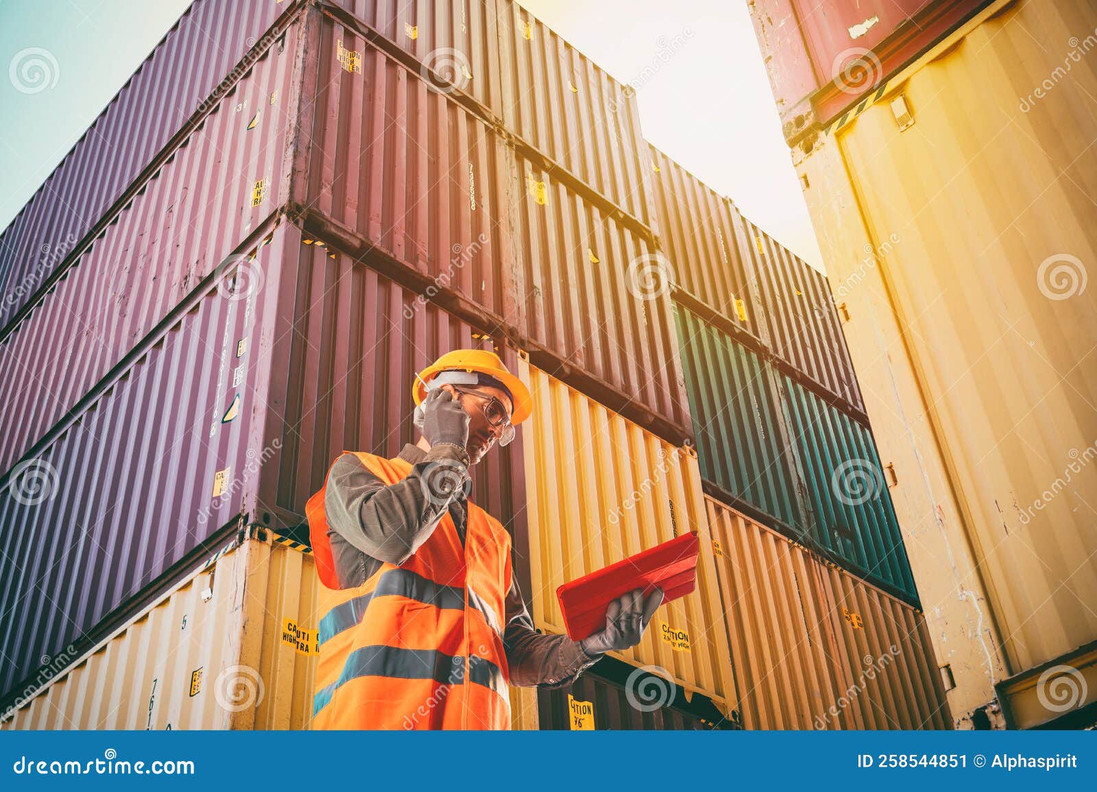 Worker Communicate Using Radio To Control Loading Containers at Port ...