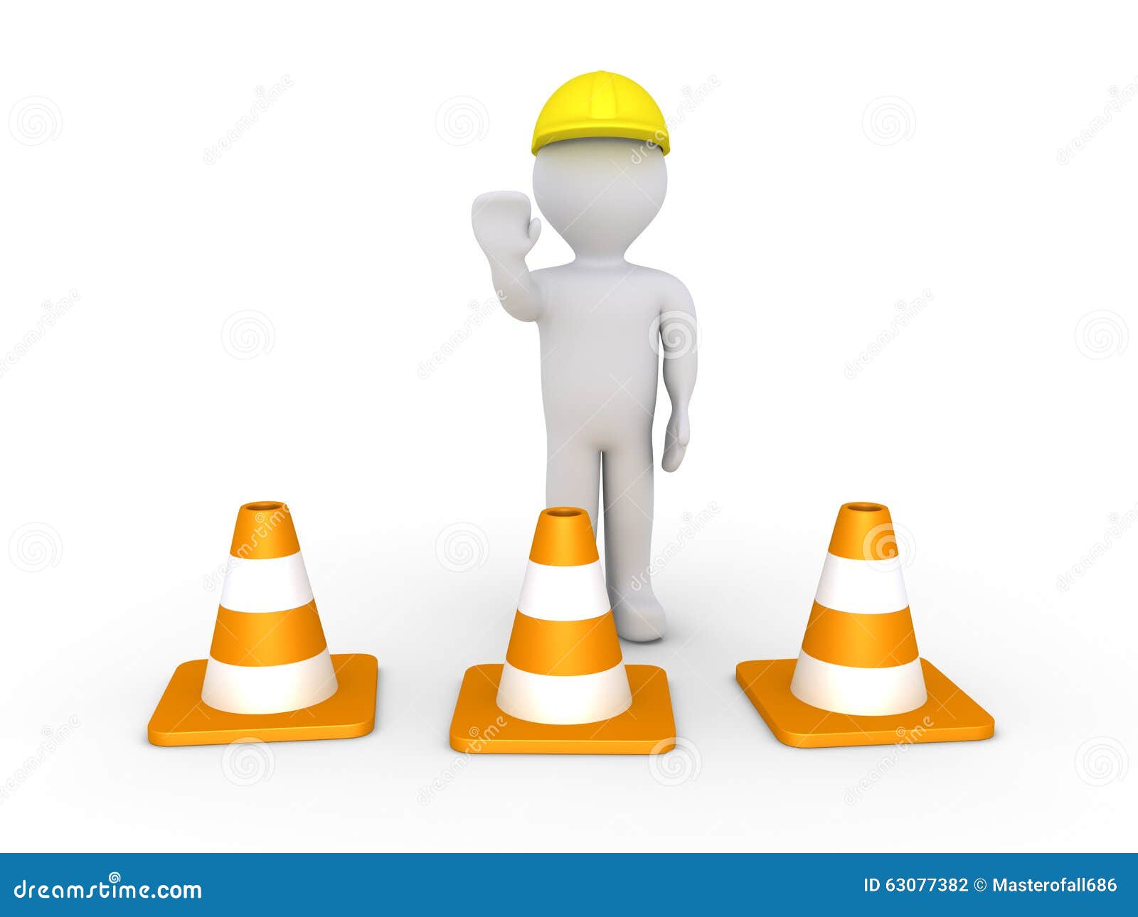 Worker and cones stock illustration. Illustration of safety - 63077382