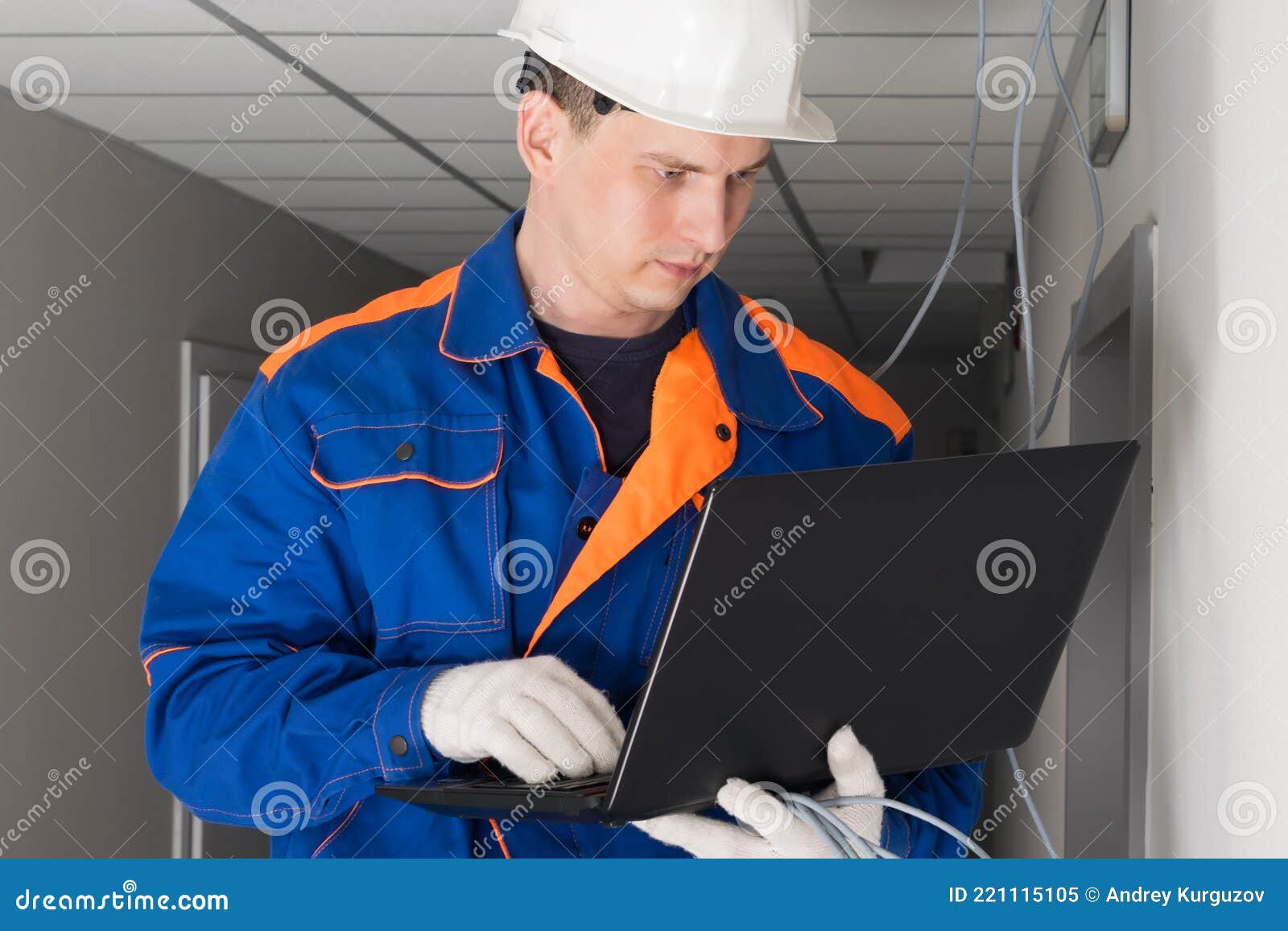 A Worker Configures the Security of the Network in the Building Stock ...