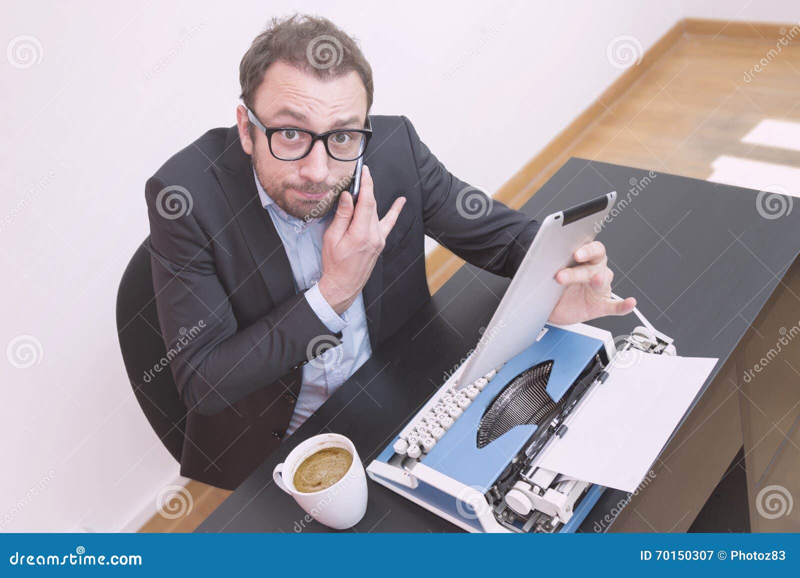 Worker Confused with New Technology Devices Stock Image - Image of ...