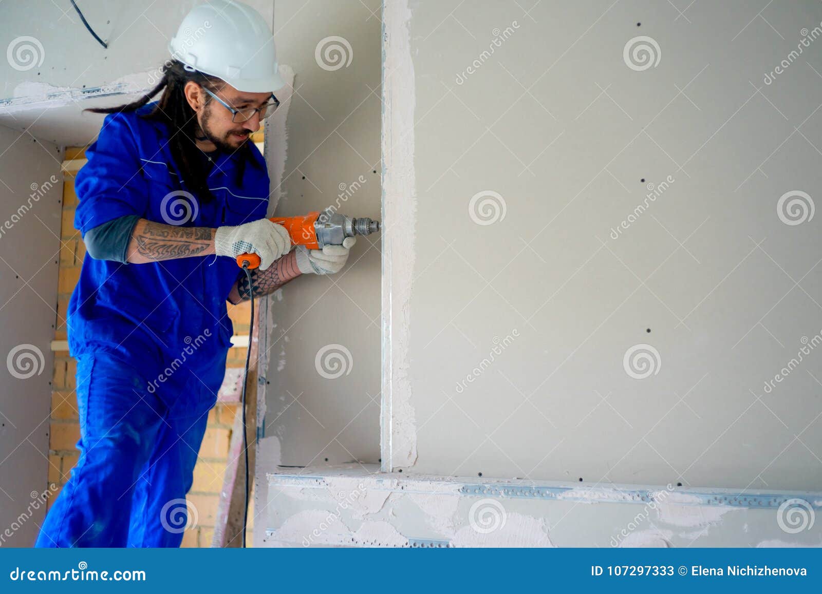 Worker on a Consruction Site Stock Image - Image of professional ...