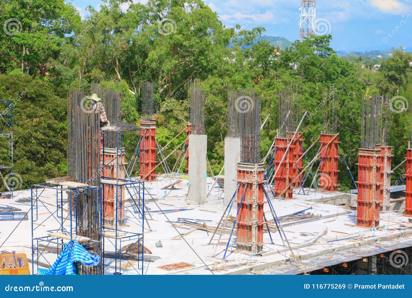 Worker Construction, Building Commercial in Site Workplace Stock Image ...