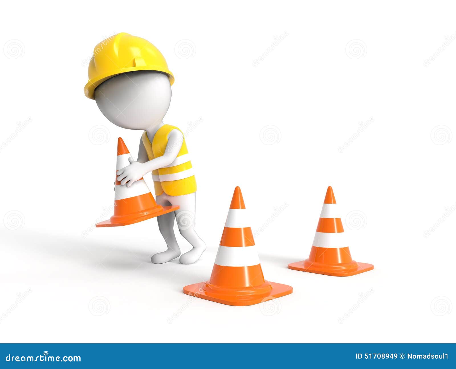 Worker with Construction Cones Stock Illustration - Illustration of ...