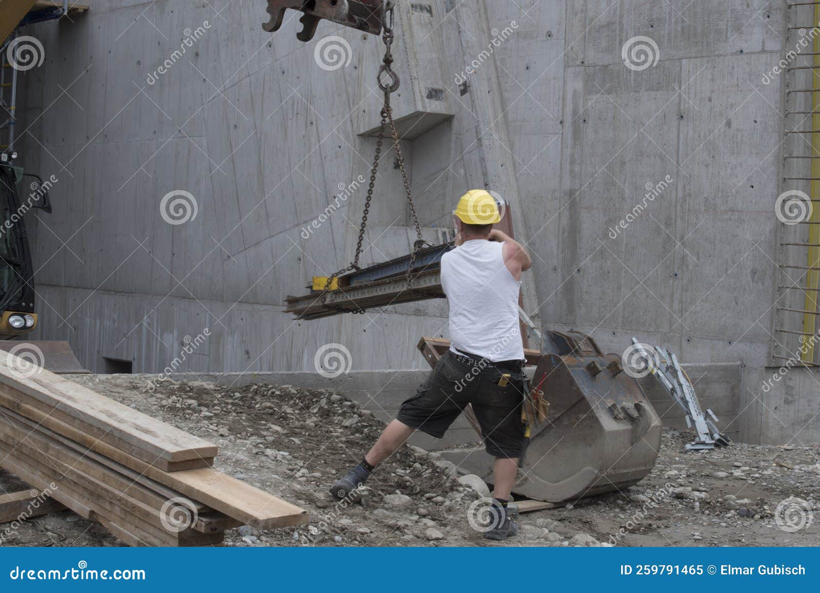 Worker with Construction Crane with Heavy Load Editorial Image - Image ...