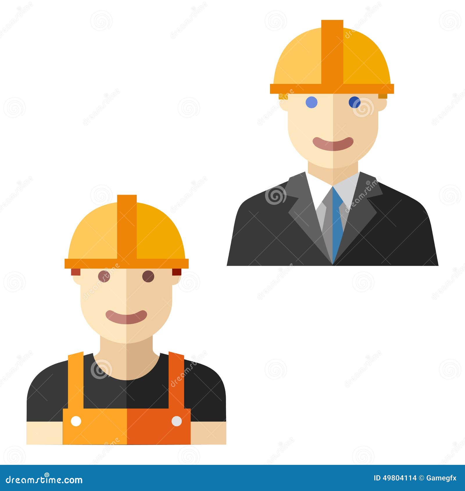 Worker Construction Flat Avatar Set Stock Vector - Illustration of ...