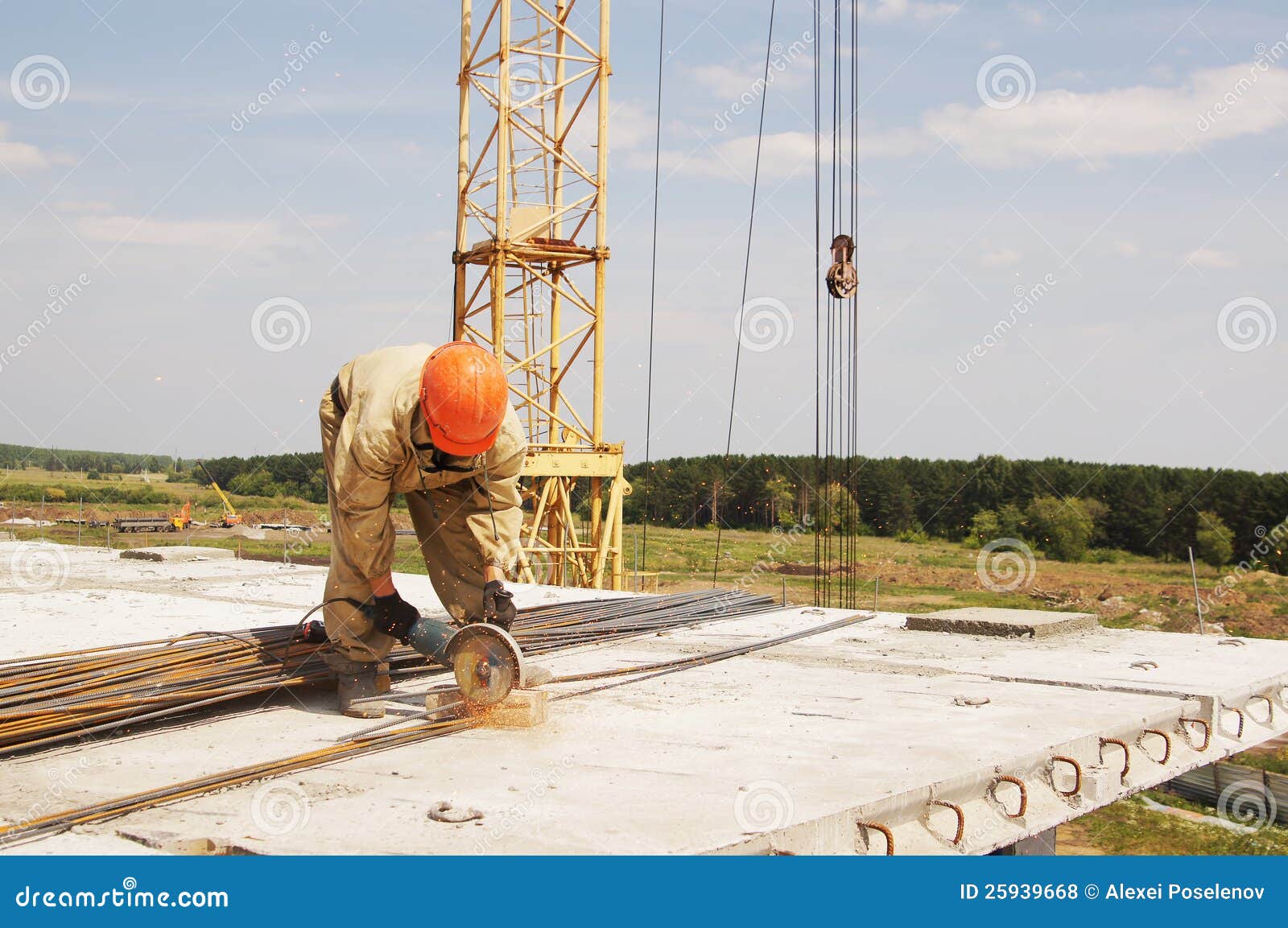 Worker at the Construction of a House Stock Photo - Image of concrete ...