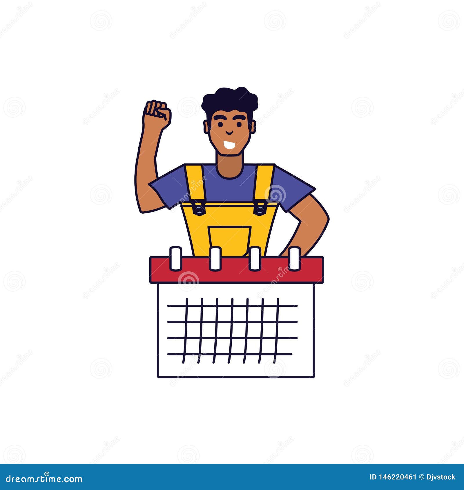 Worker Construction Man with Calendar Reminder Stock Illustration ...