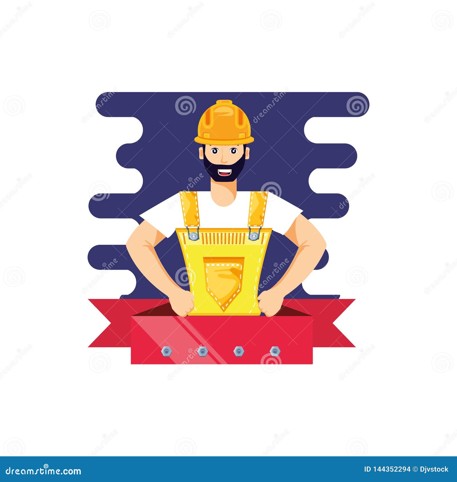 Worker Construction Man with Ribbon Stock Illustration - Illustration ...