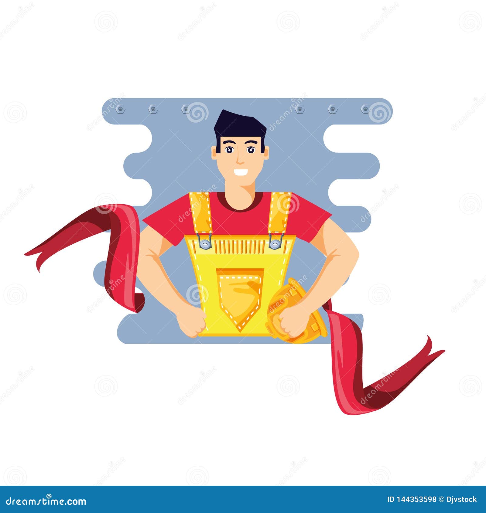 Worker Construction Man with Ribbon Stock Illustration - Illustration ...