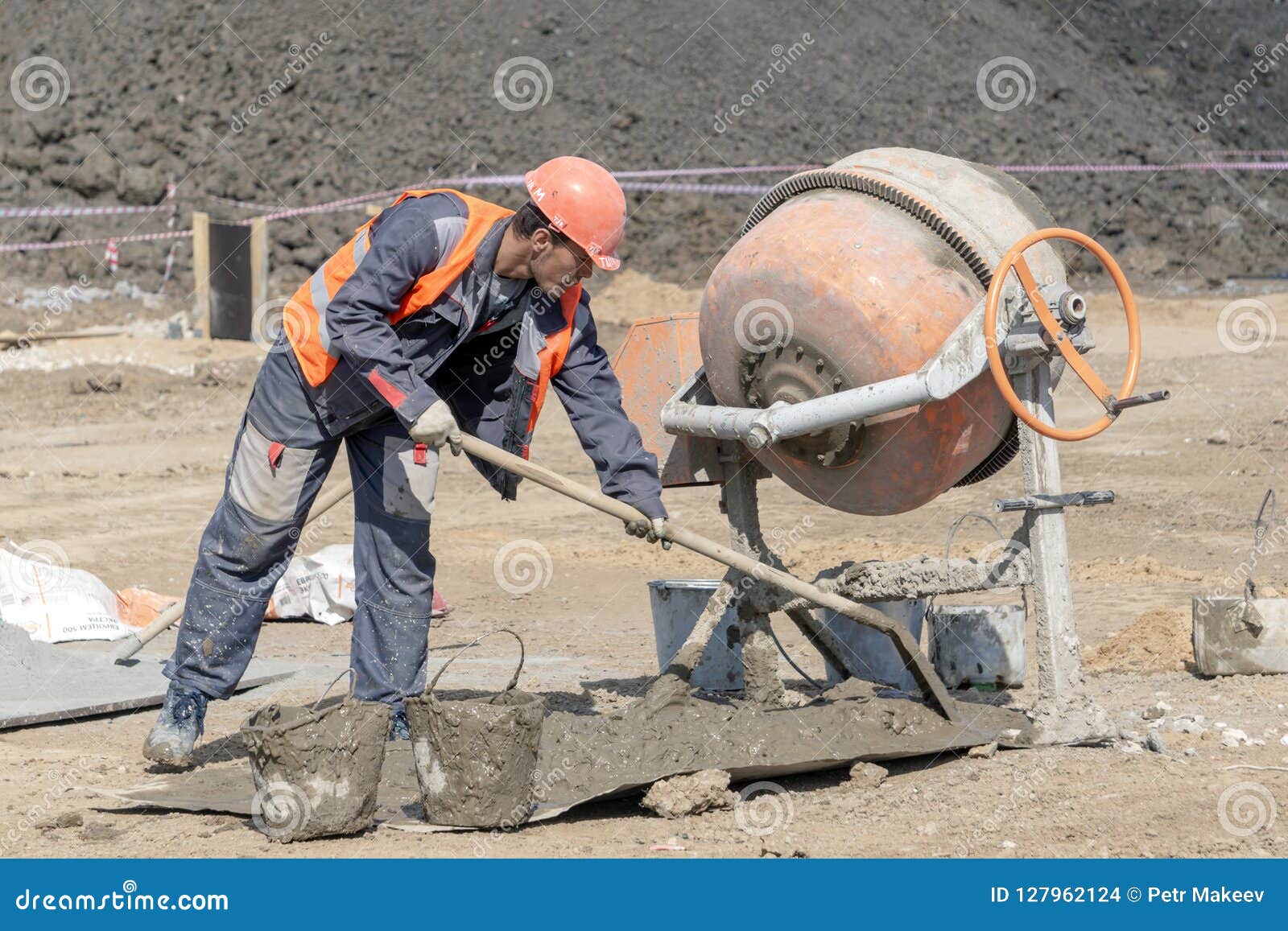 Worker at the Construction Site Editorial Stock Image - Image of ...
