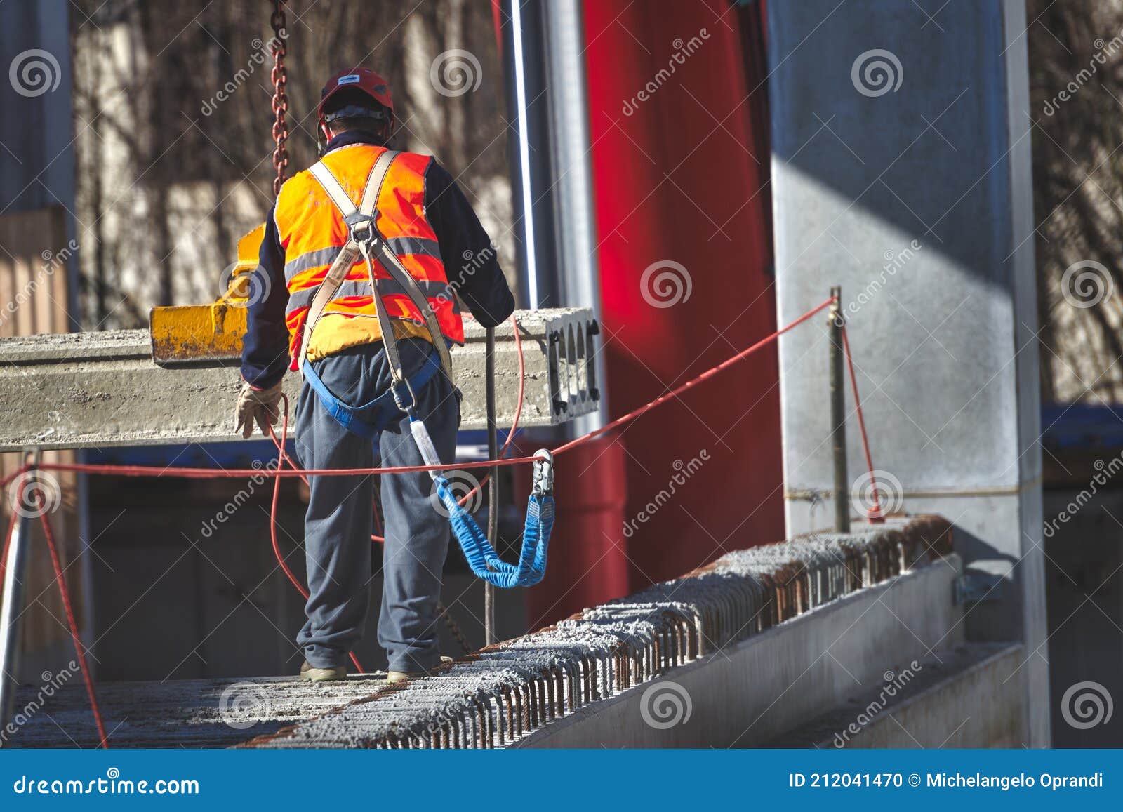 Worker on Construction Site with Work Safety System Editorial Image ...