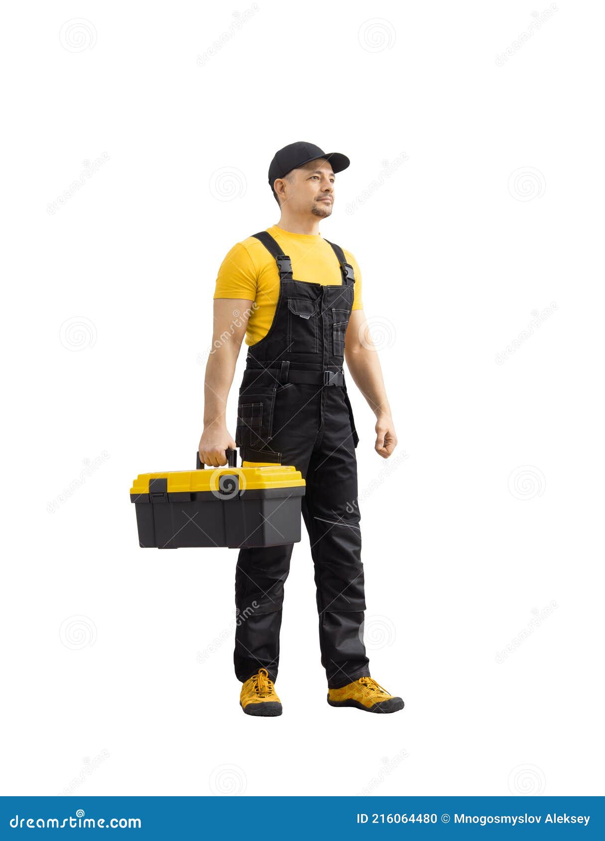 Worker with Construction Tools in Tool-box Stock Photo - Image of ...