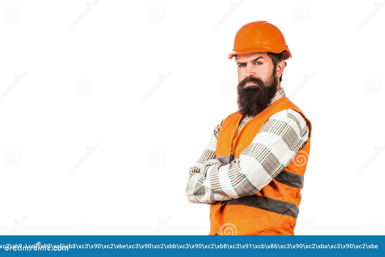 Worker in Construction Uniform. Architect Builder. Bearded Man Worker ...
