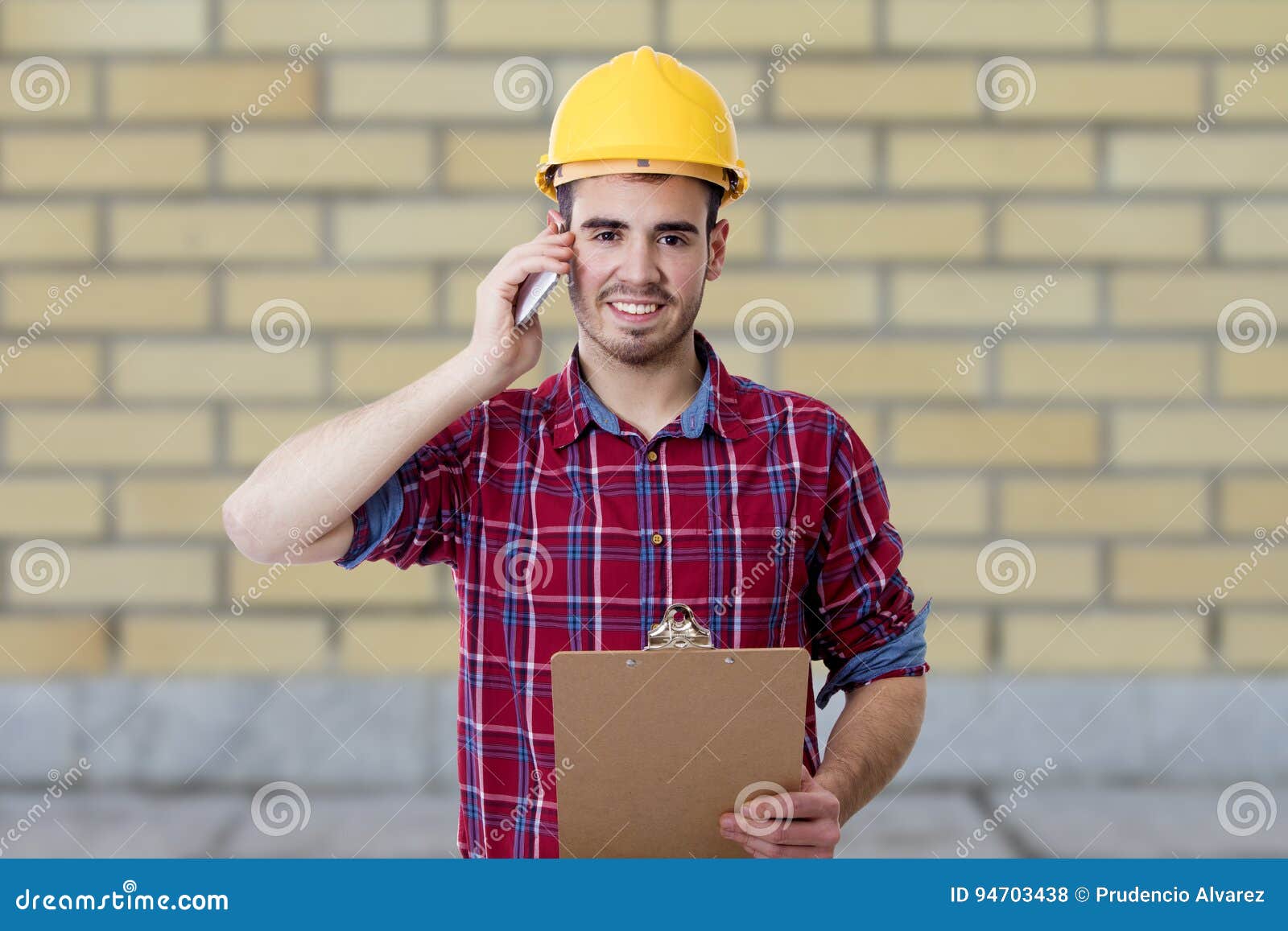 Worker of the construction stock photo. Image of smartphone - 94703438
