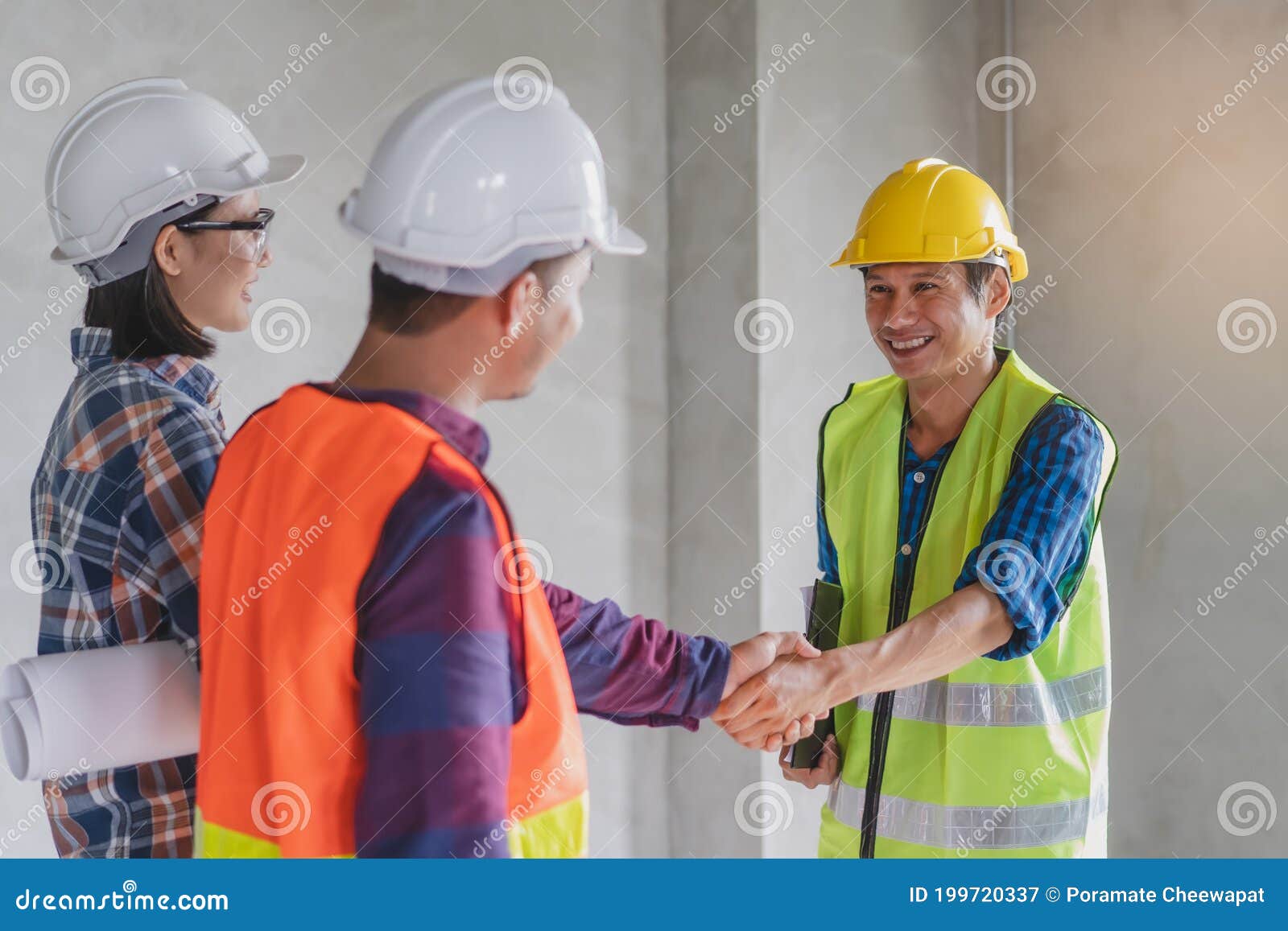 Worker and Contractor. Client Shaking Hands with Team Builder in ...