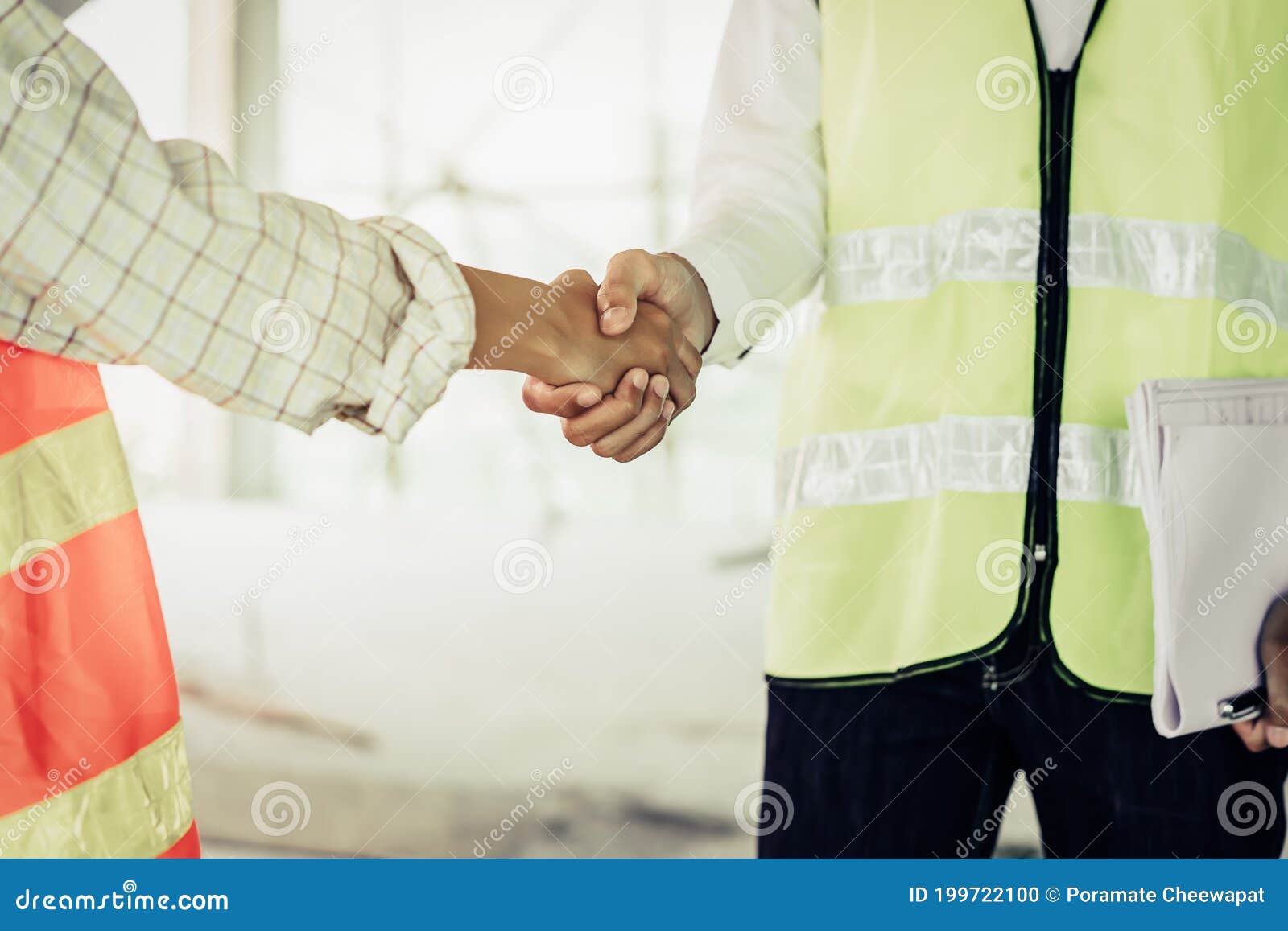 Worker and Contractor. Client Shaking Hands with Team Builder in ...