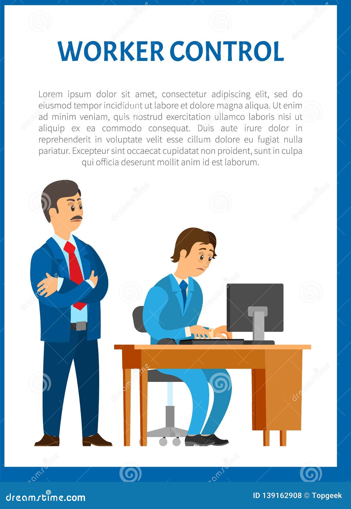 Worker Control, Boss Leader of Company and Worker Stock Vector ...
