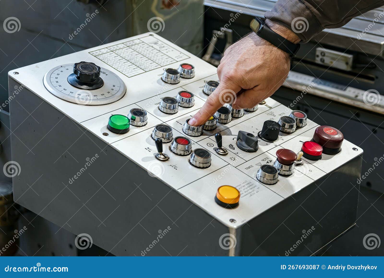The Worker Controls the Control Panel for Switching Modes of Grinding ...