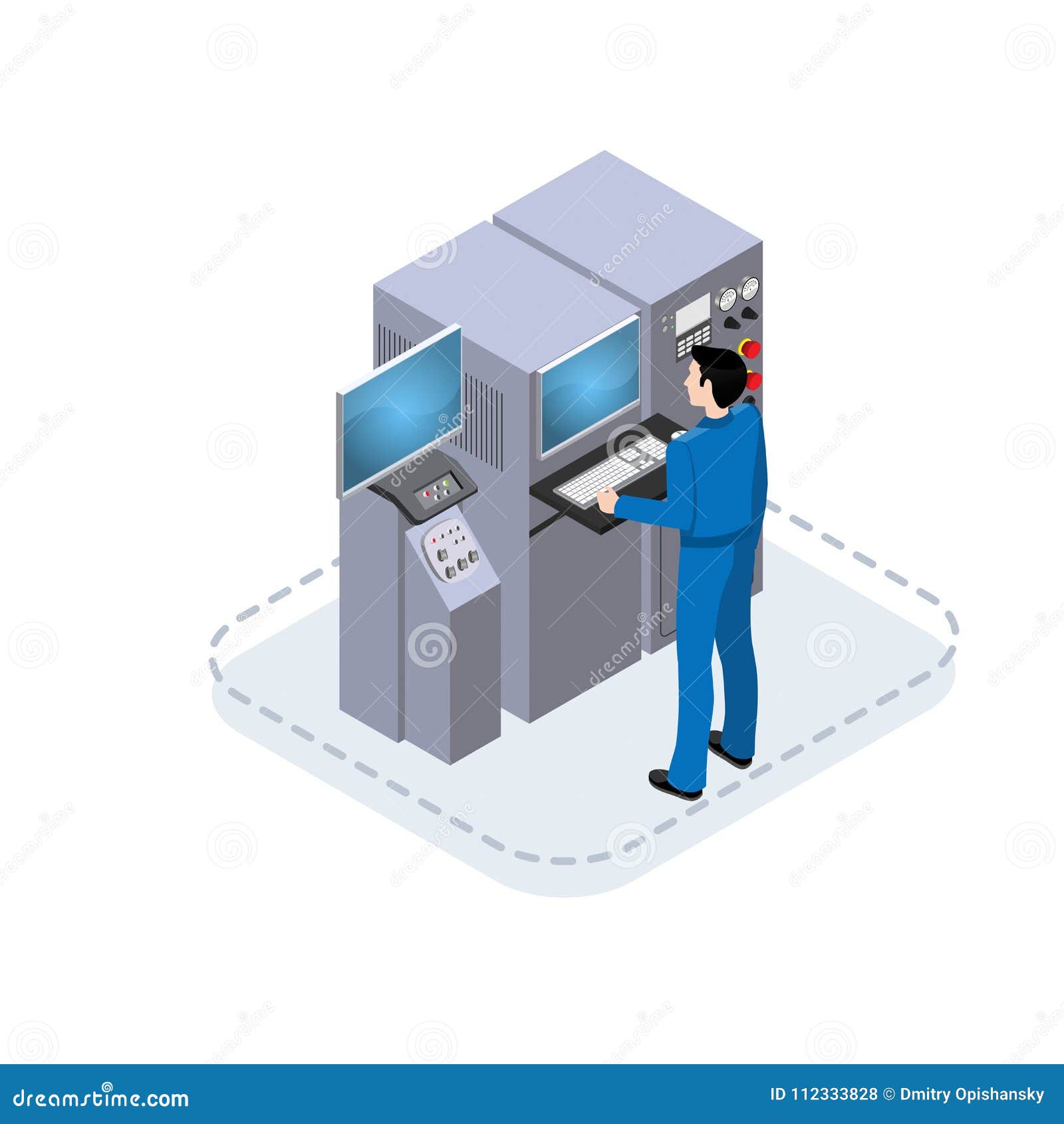 Worker Controls Processes in Production Stock Vector - Illustration of ...