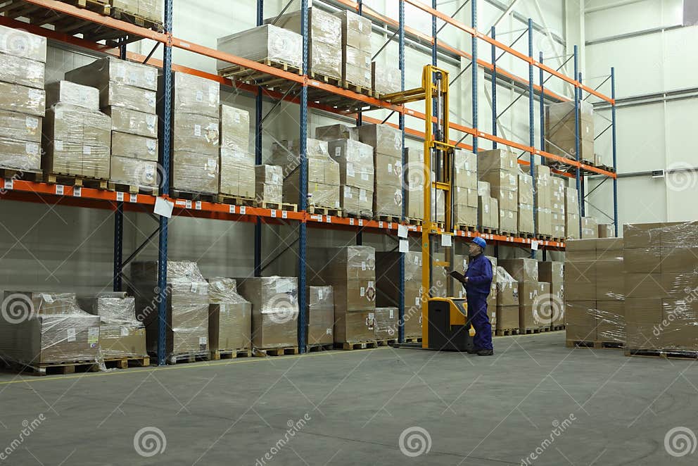 Worker Counting Stocks in Warehouse Stock Image - Image of audit ...