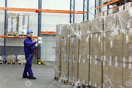 Worker Counting Stocks in Warehouse Stock Image - Image of factory ...