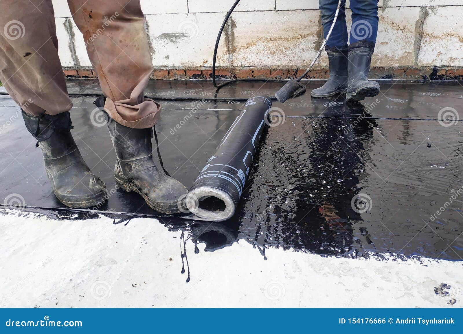 Worker Covered Surface, Bitumen Primer for Improving Adhesion during ...