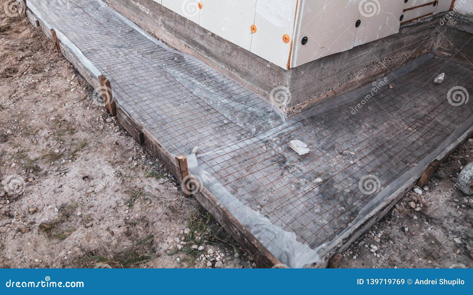 A Worker Creates a Form for Pouring Concrete Stock Image - Image of ...
