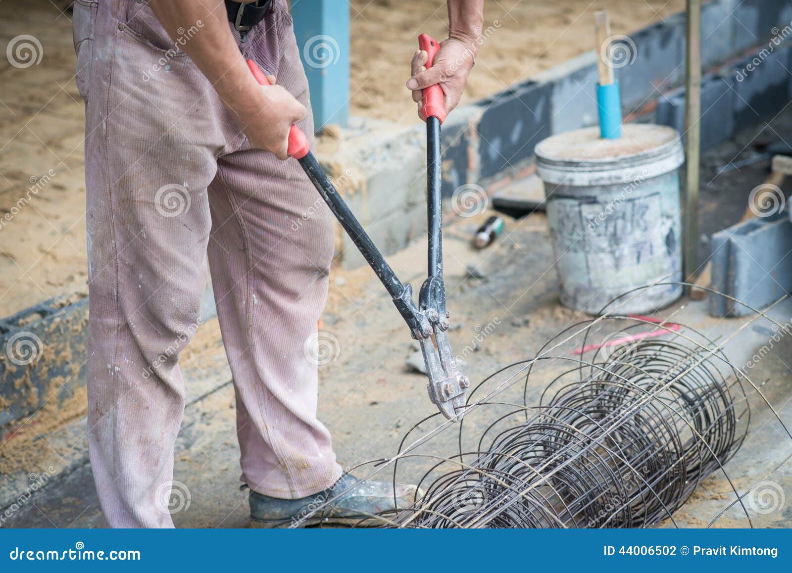 Worker Cut Steel with Iron Scissors in Construction Stock Photo - Image ...