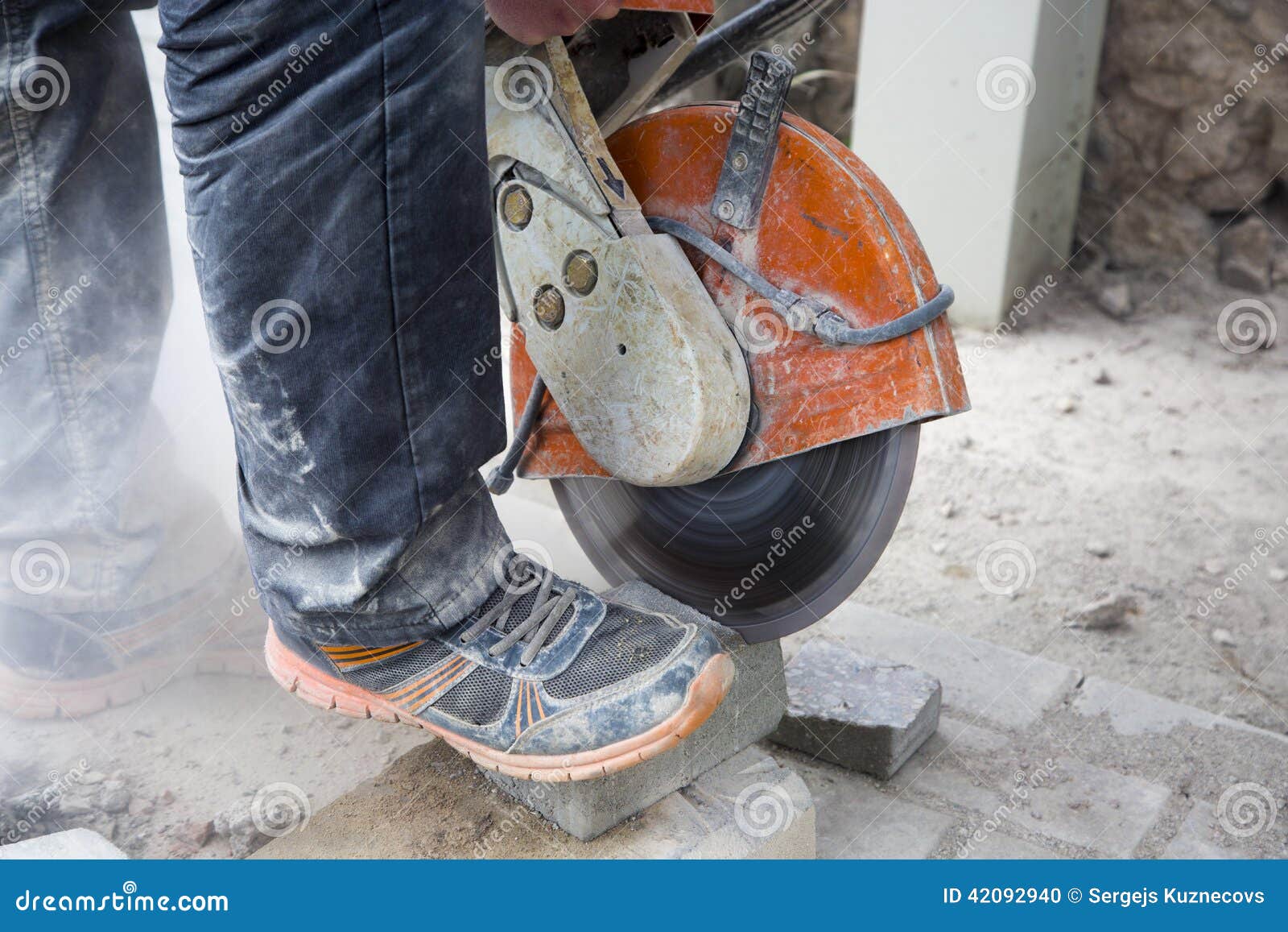 The worker with cutter stock photo. Image of city, dust - 42092940