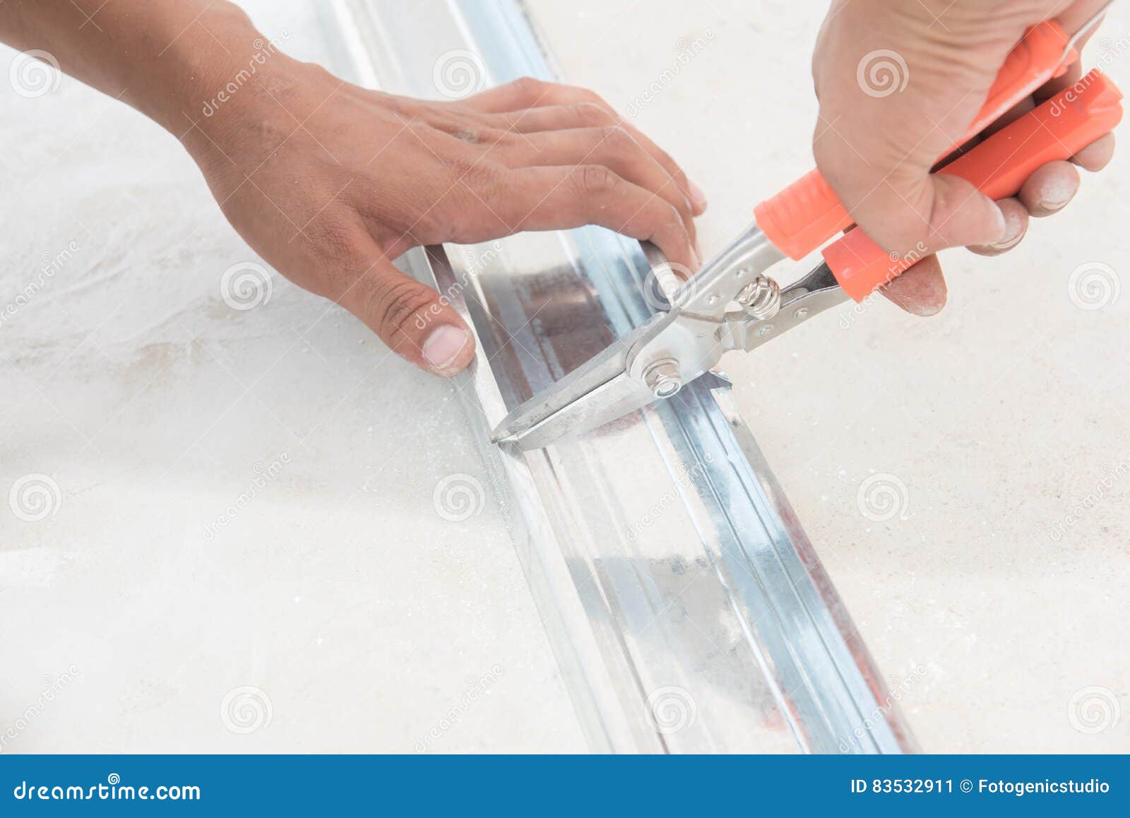 Worker cutting aluminium stock image. Image of craft - 83532911