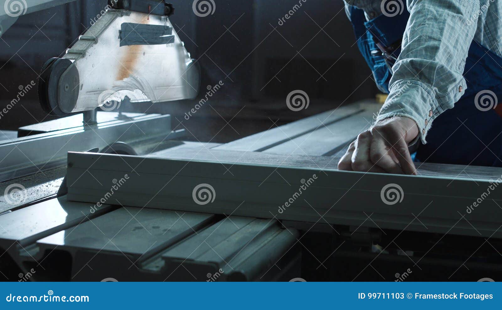 Worker Cutting Detail in Shop Stock Image - Image of machine ...