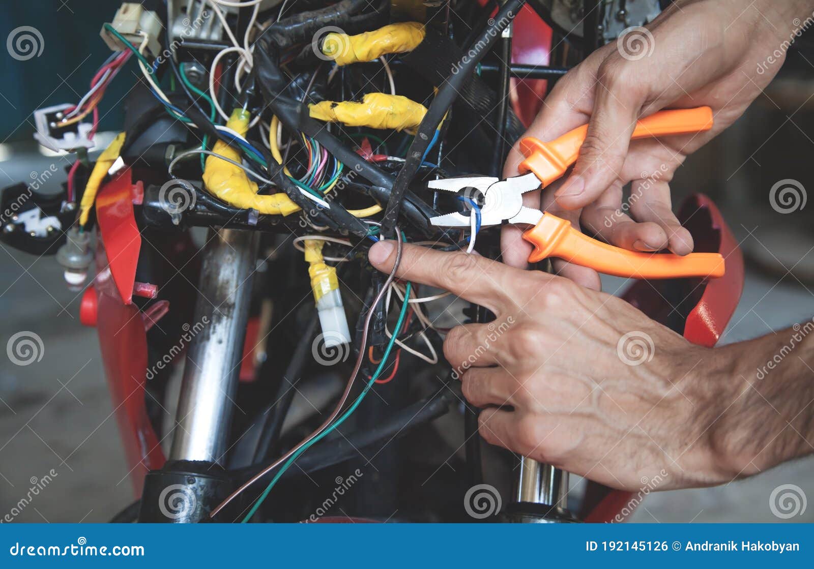 Worker Cutting Electrical Wires with Pliers Stock Photo - Image of ...