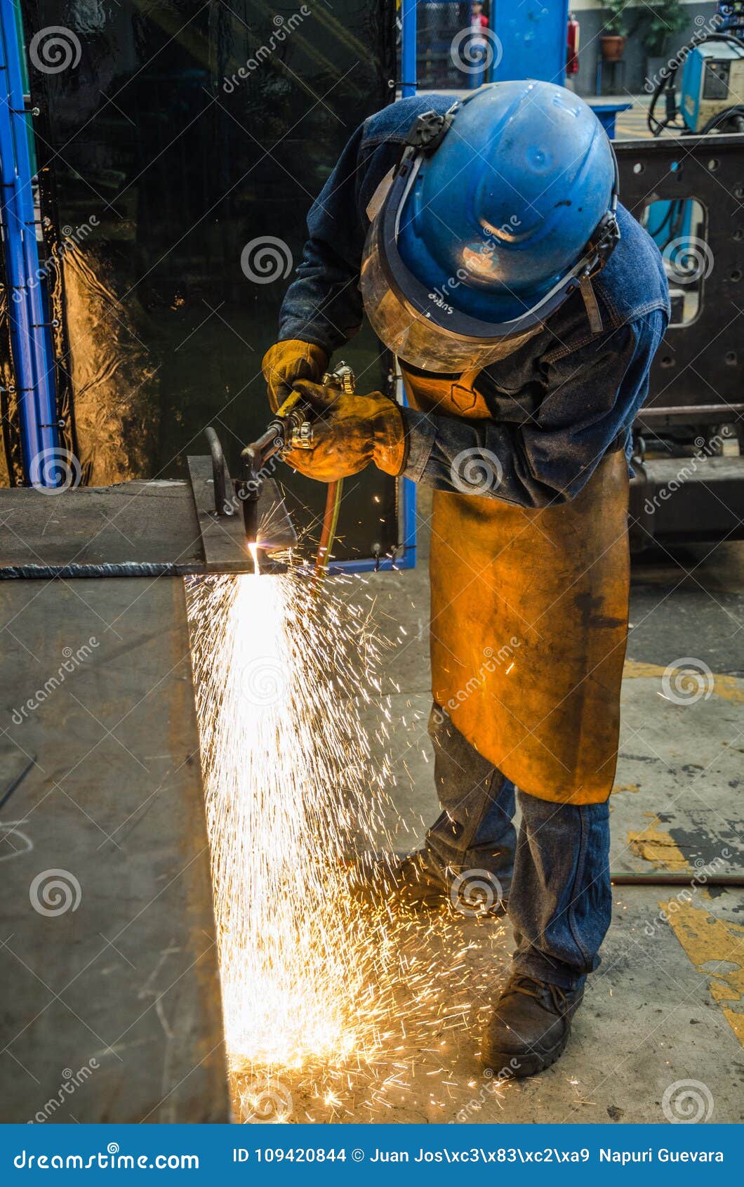 Man cutting iron stock photo. Image of technology, metal - 109420844
