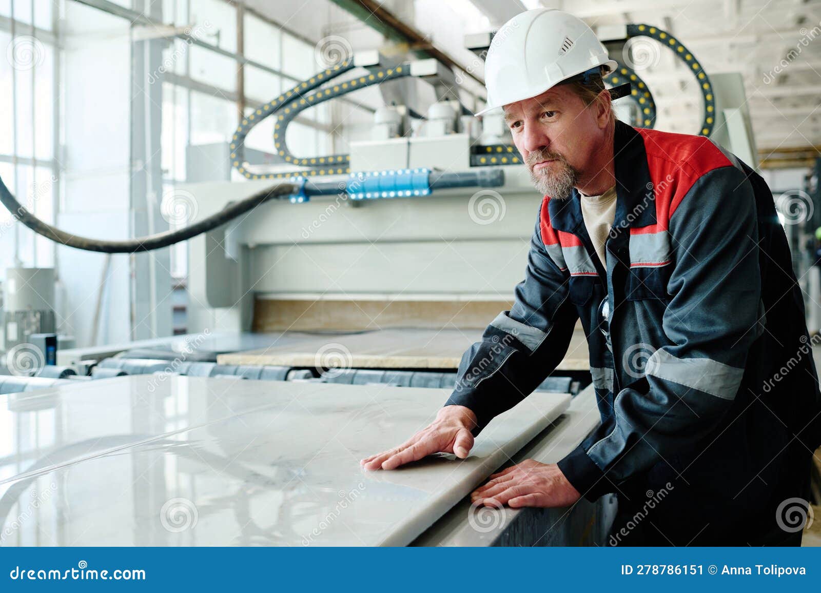 Worker Cutting Marble in Factory Stock Image - Image of process ...