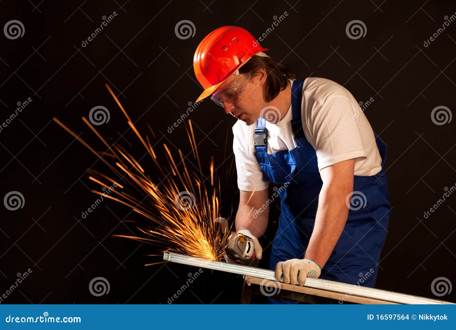 Worker cutting metal stock photo. Image of safety, cutoff - 16597564