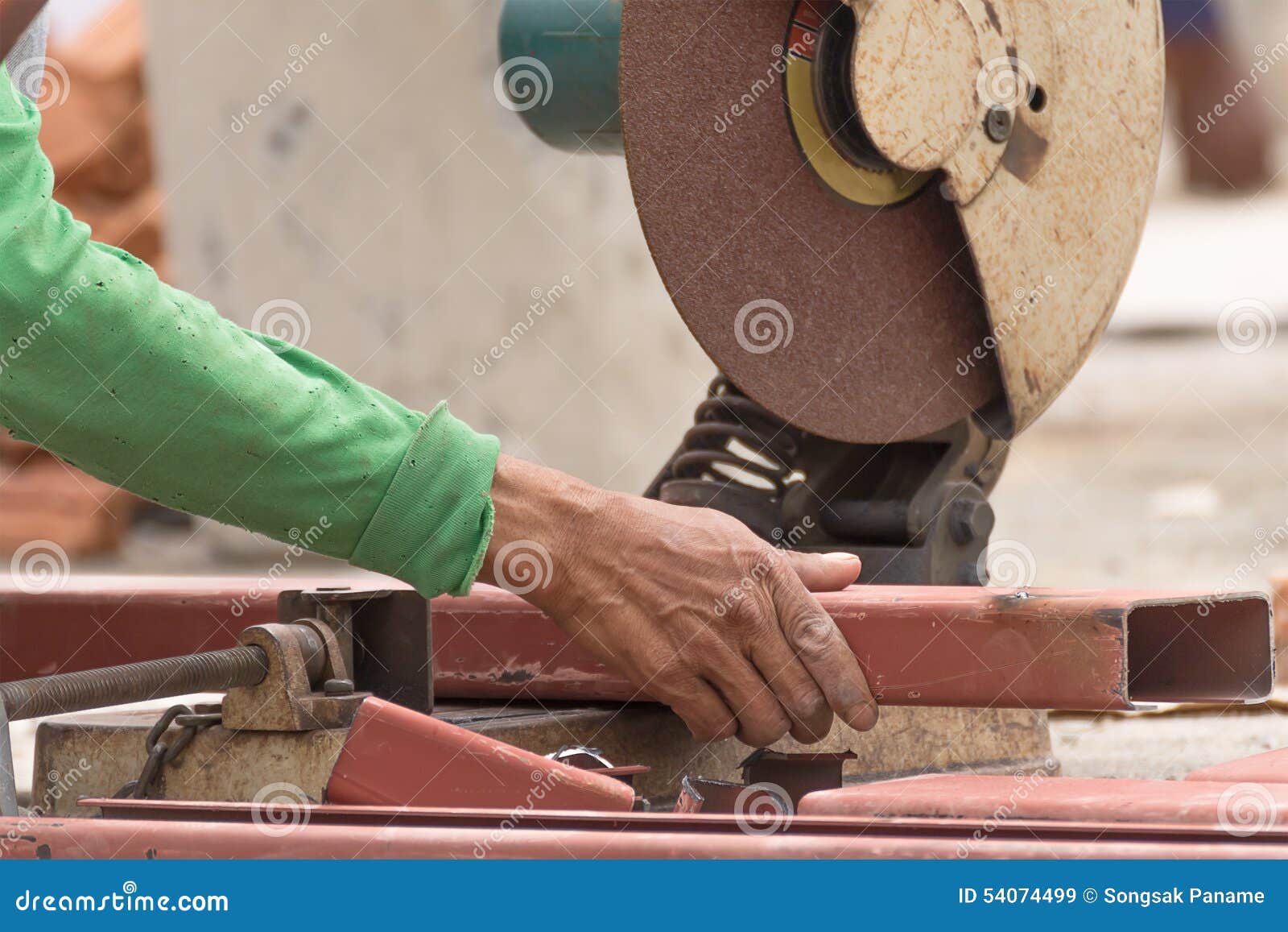 Worker Cutting Metal with Grinder in Construction Site Stock Image ...