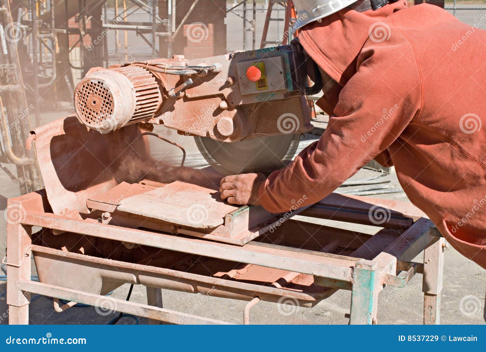 Worker Cutting Red Brick stock image. Image of contractor - 8537229