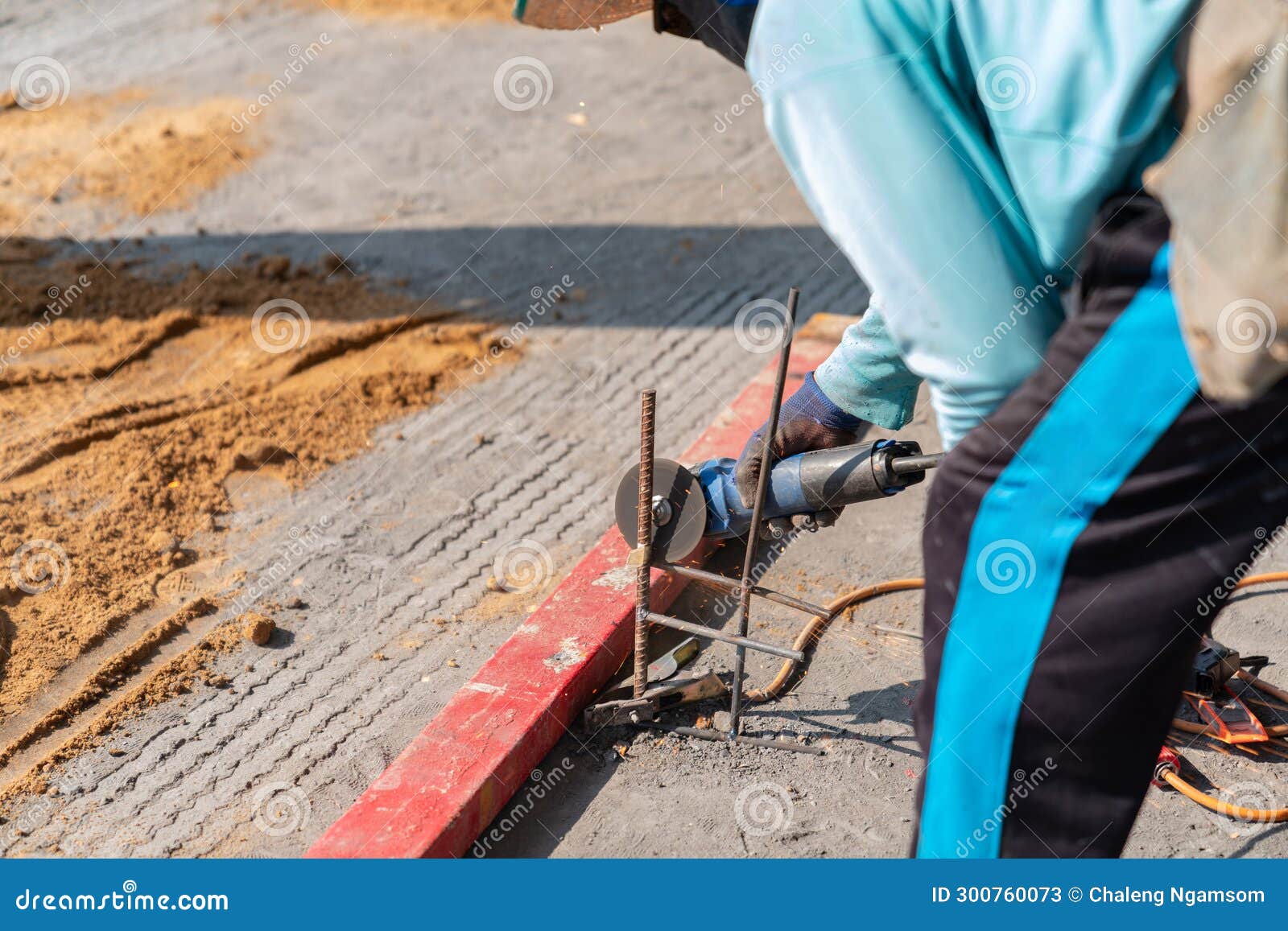 Worker Cutting Reinforcement with Hand Tools Stock Image - Image of ...