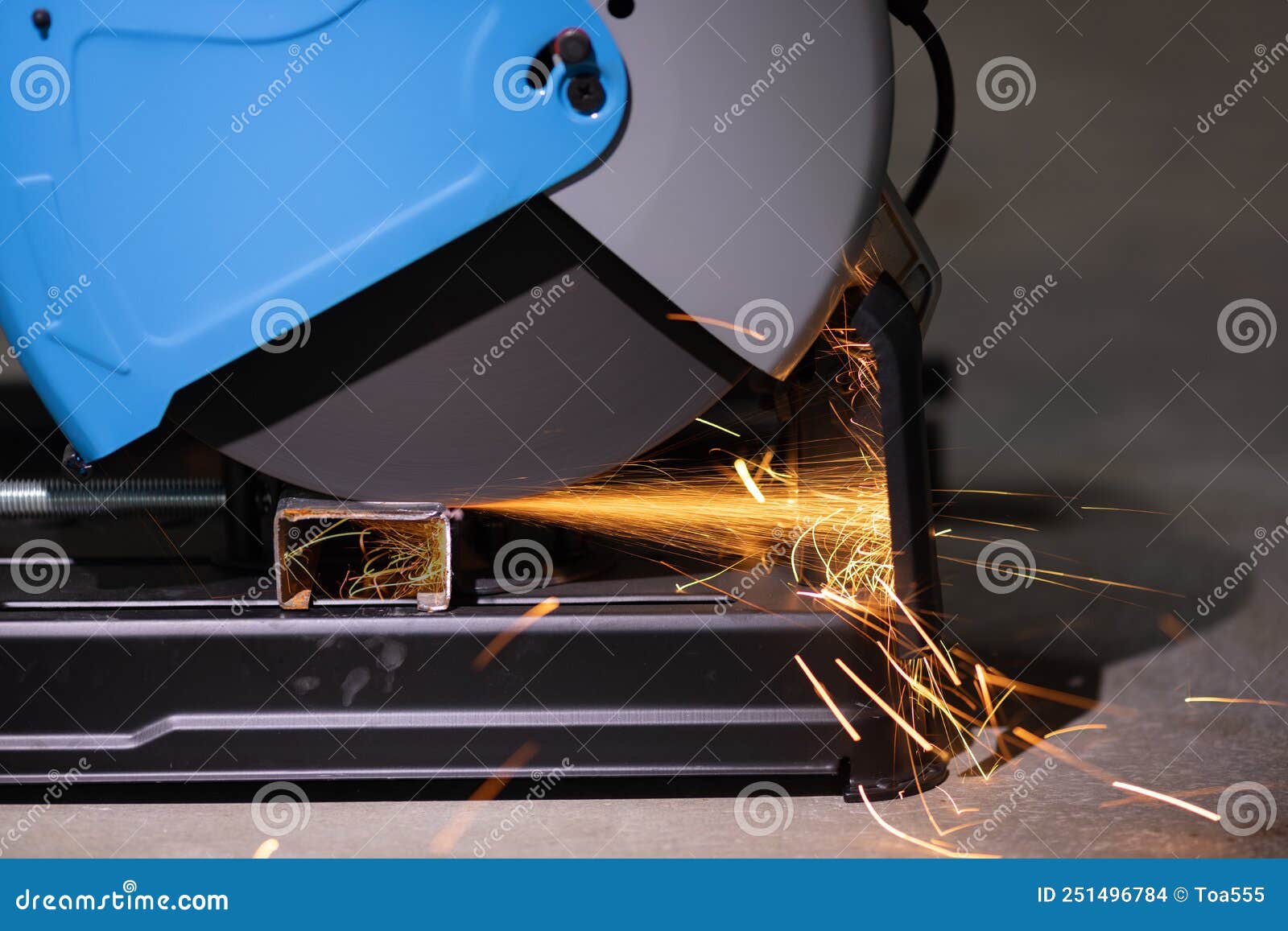Worker Cutting Steel Rectangular Pipe in Construction Site Stock Photo ...