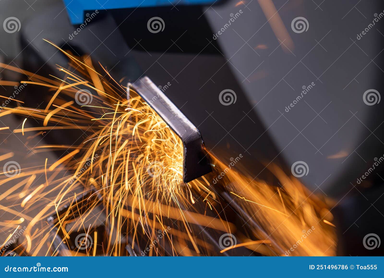 Worker Cutting Steel Rectangular Pipe in Construction Site Stock Photo ...