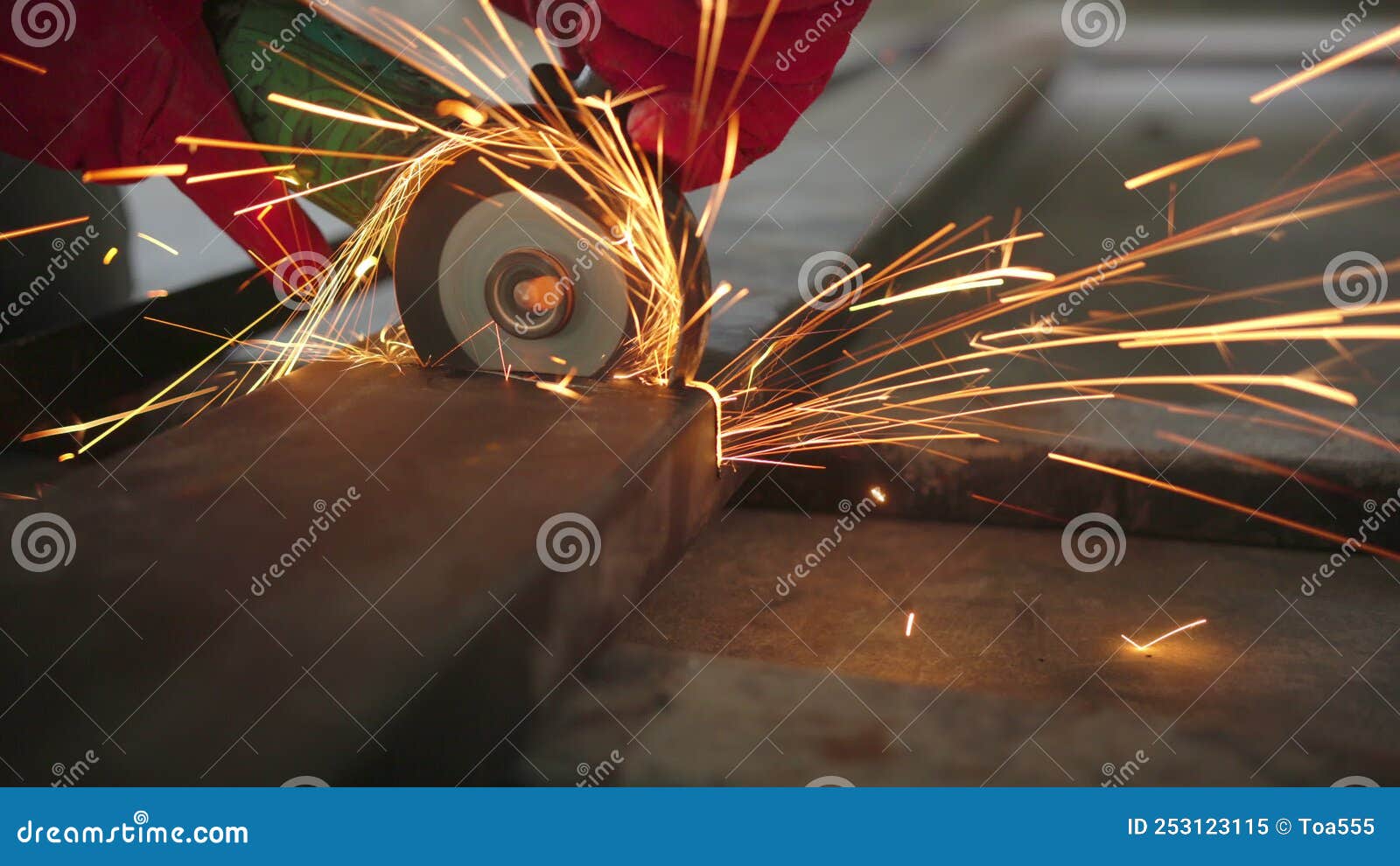 Worker Cutting Steel Rectangular Pipe in Construction Site Stock Video ...