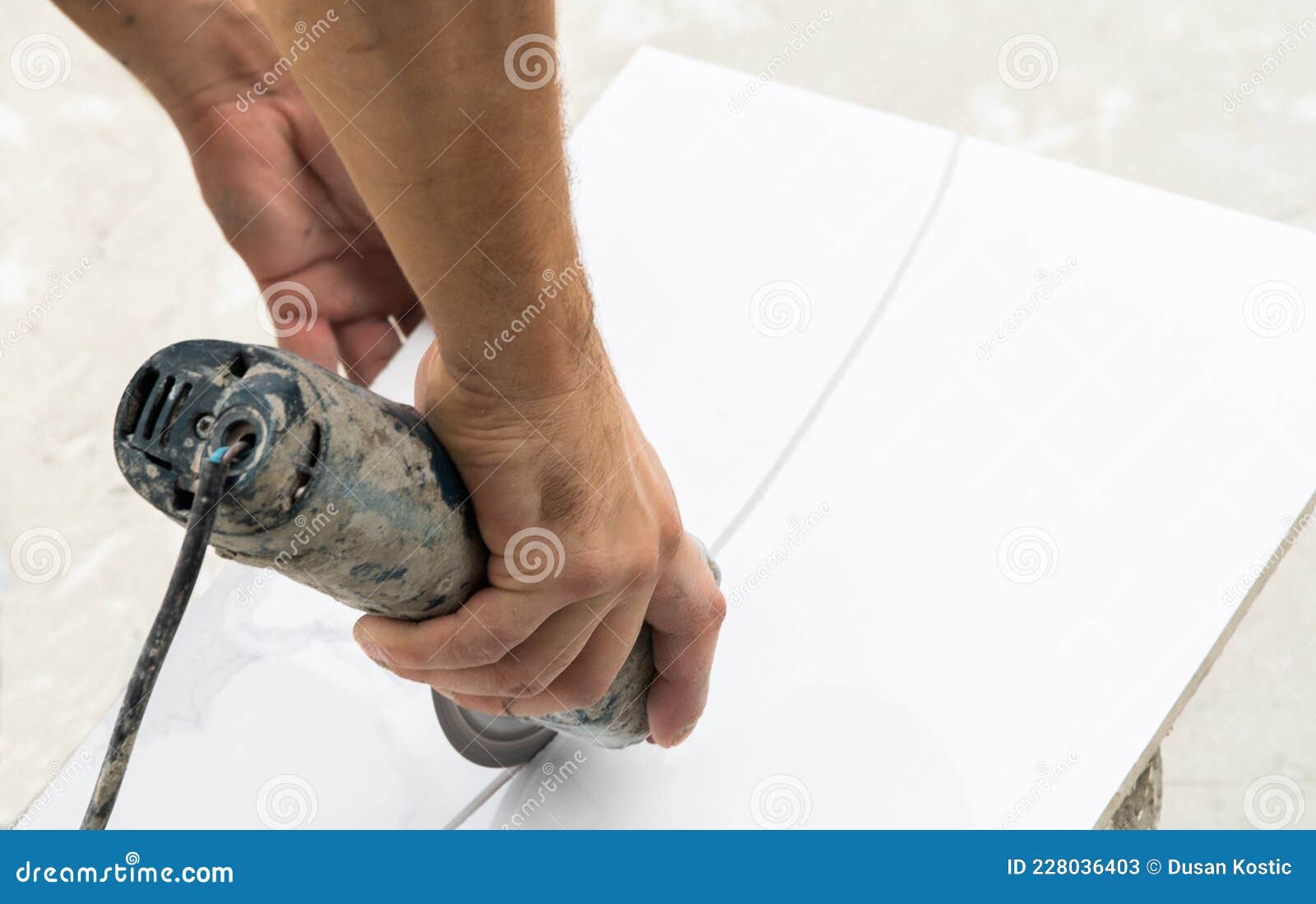 Worker Cutting Stone with Grinder Stock Image - Image of grinder ...