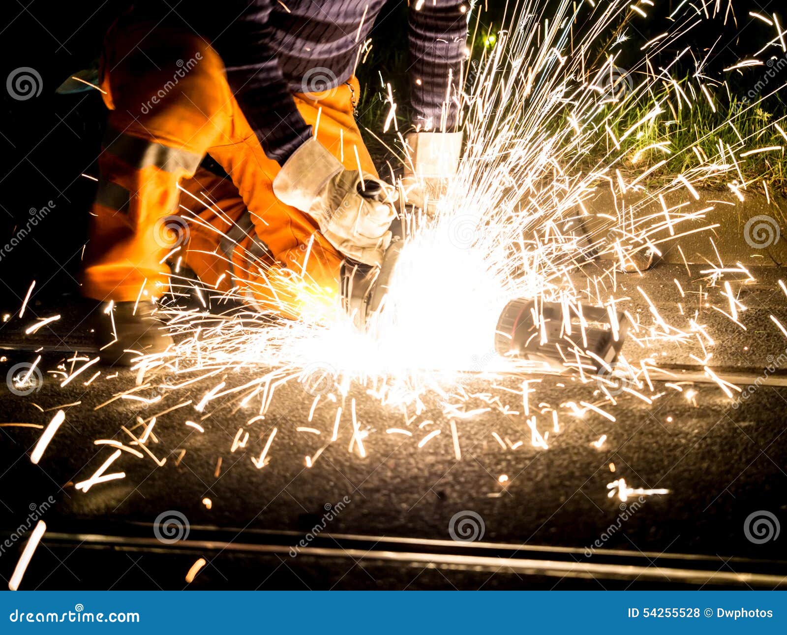 Worker cutting tracks stock photo. Image of mechanical - 54255528