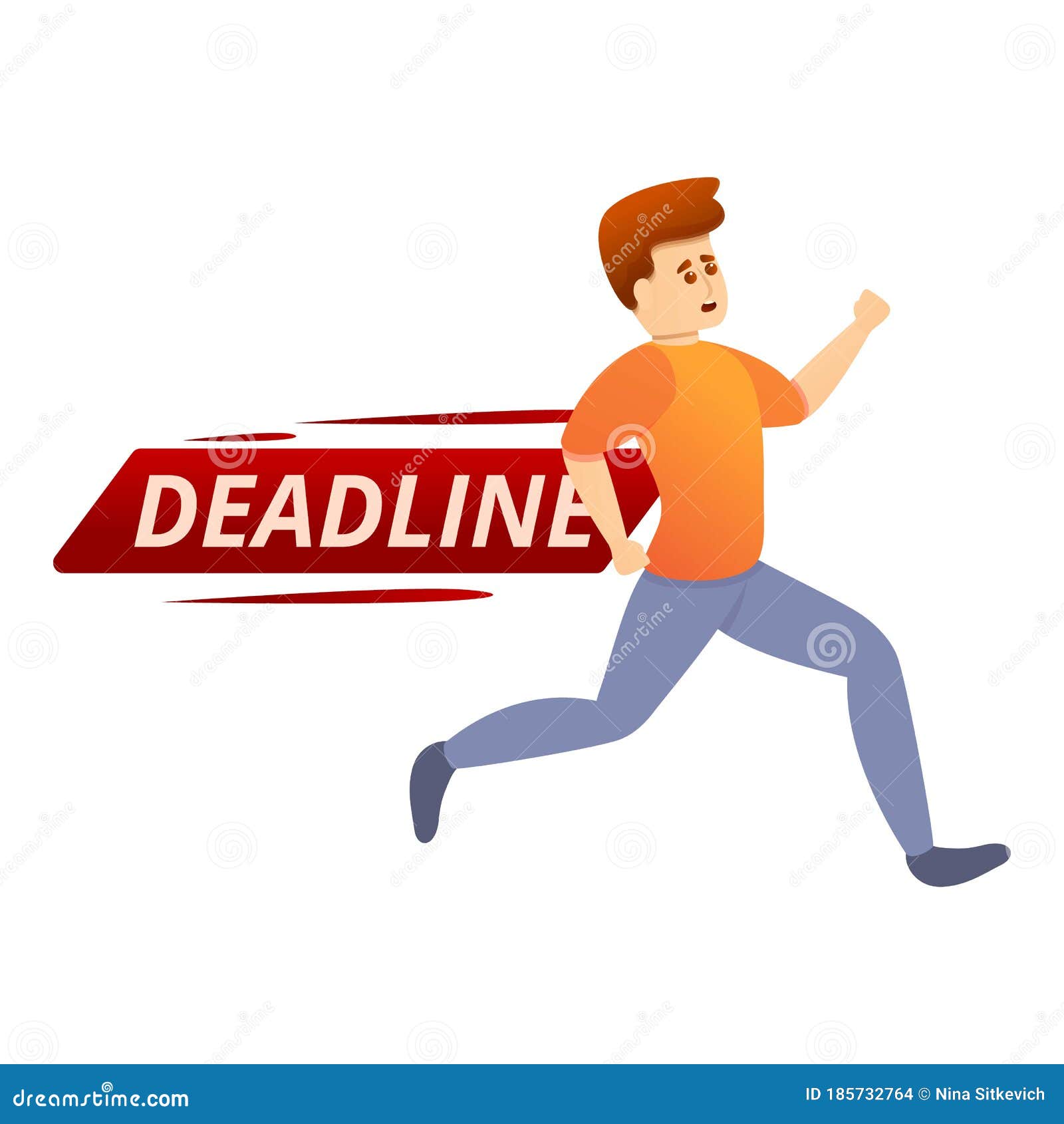 Worker on Deadline Icon, Cartoon Style Stock Vector - Illustration of ...