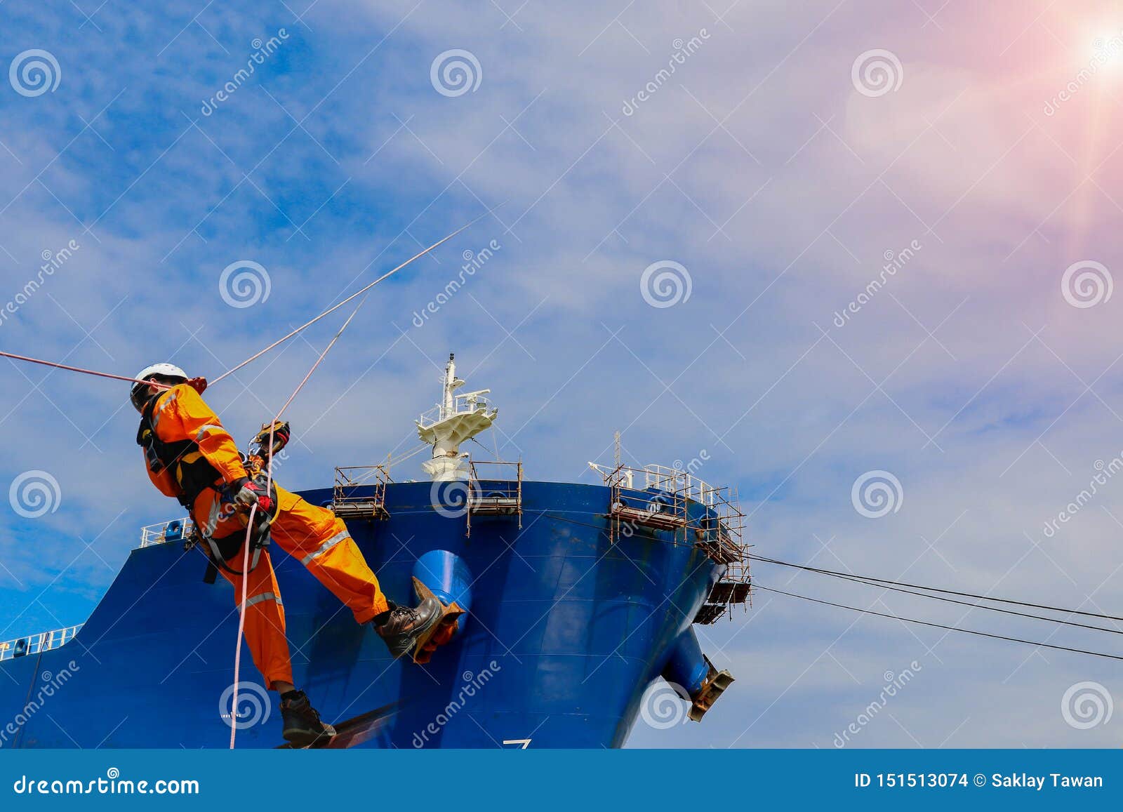 Worker Demonstration Sprinkle, a Safety Harness is a Form of Protective ...