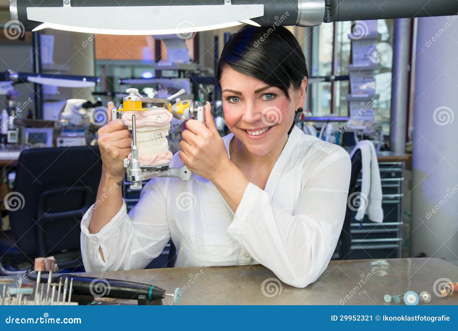 Dental Technician at Work in a Dental Laboratory Stock Image - Image of ...