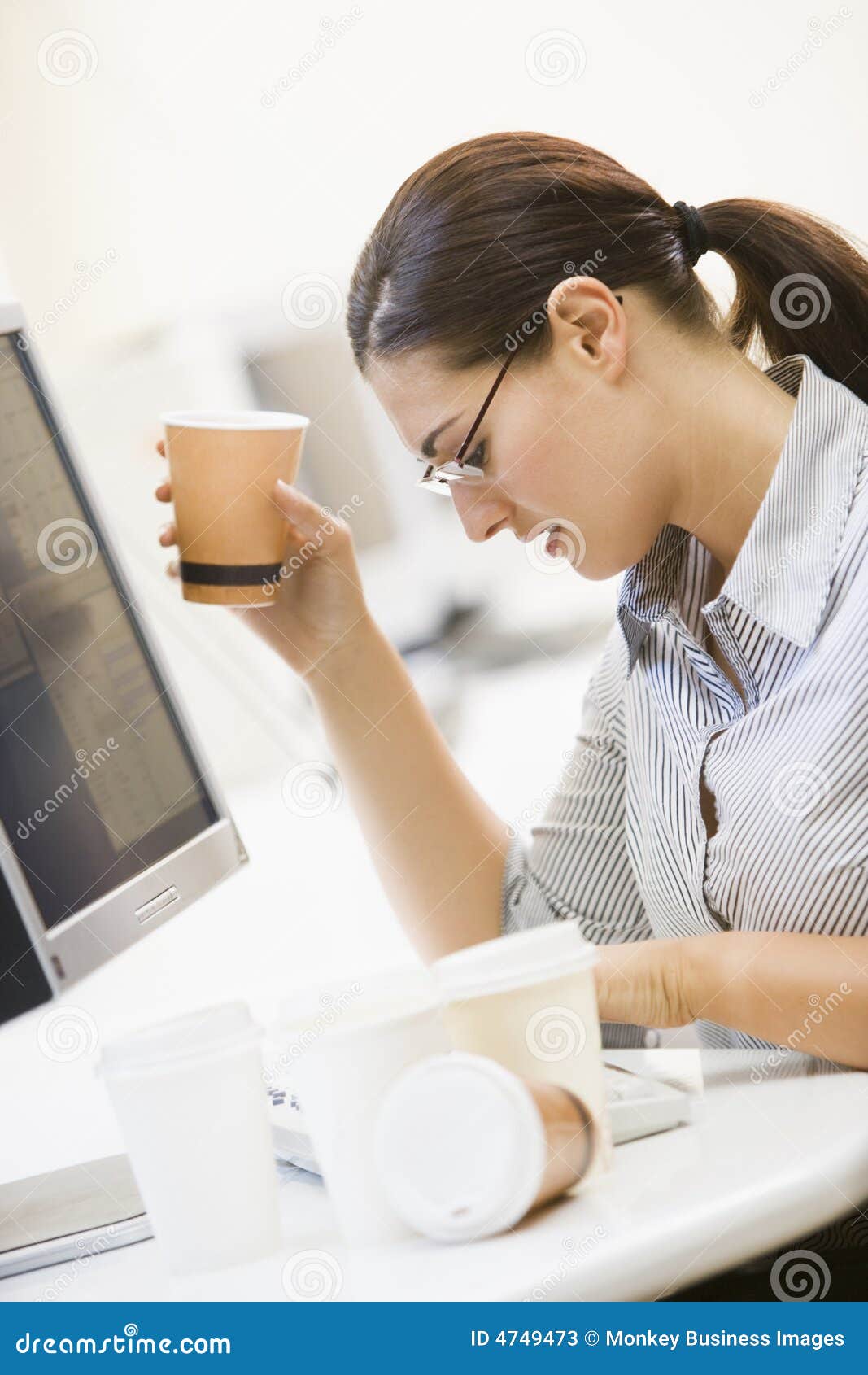 Worker at Desk with Coffee stock image. Image of overworked - 4749473