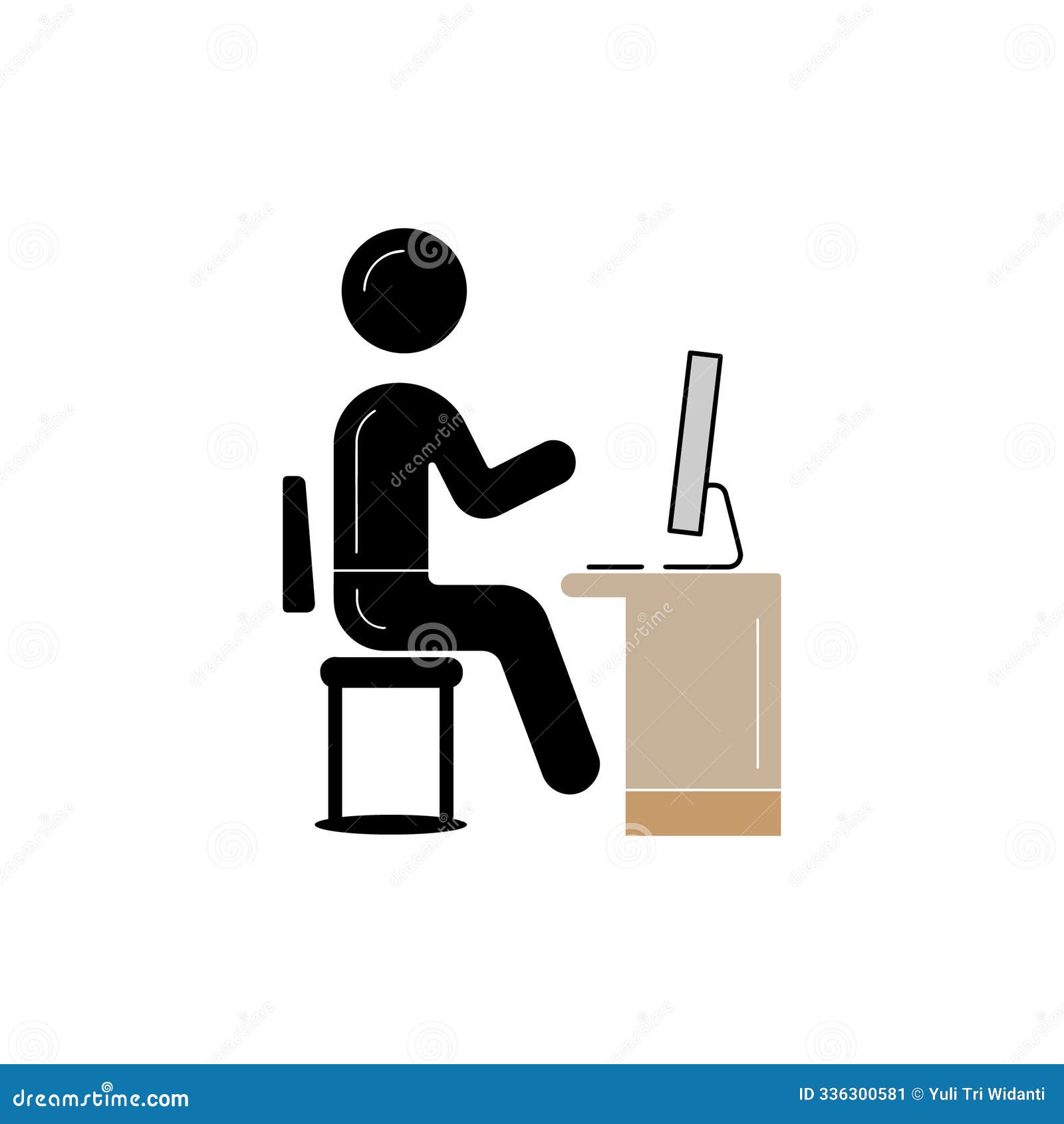 Worker at Desk Icon, S Illustration Stock Illustration - Illustration ...
